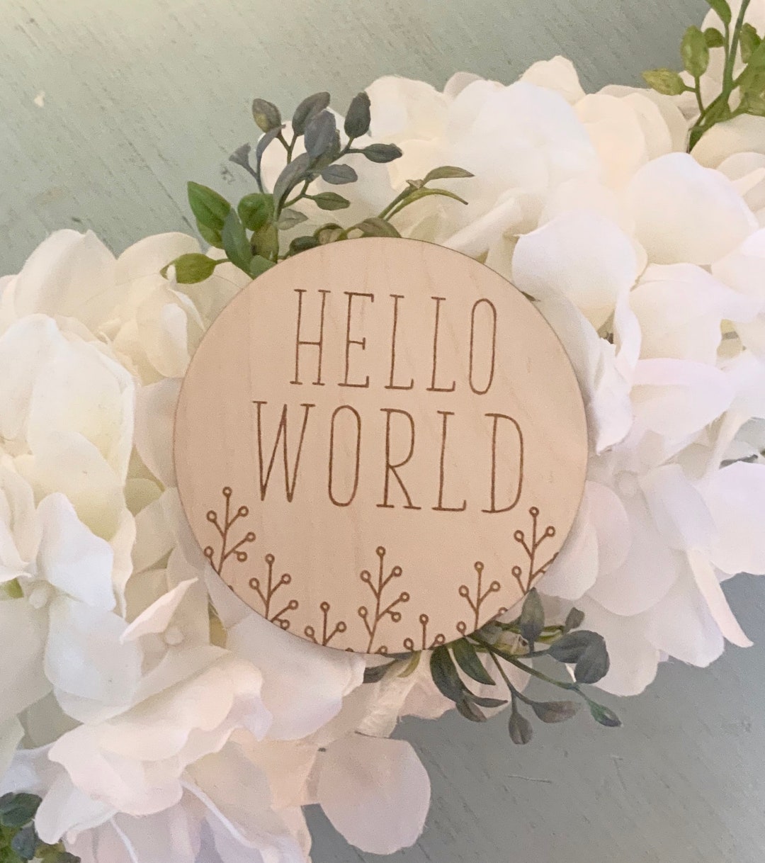 Birth Announcement Sign, Hello World, New Baby, Newborn Photo Prop ...