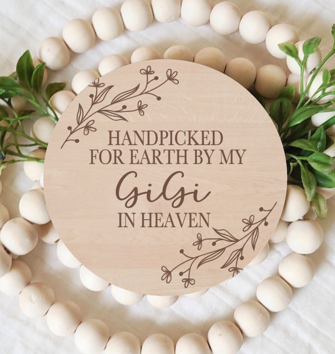 Handpicked for Earth by My Gigi in Heaven, Pregnancy Announcement Sign ...