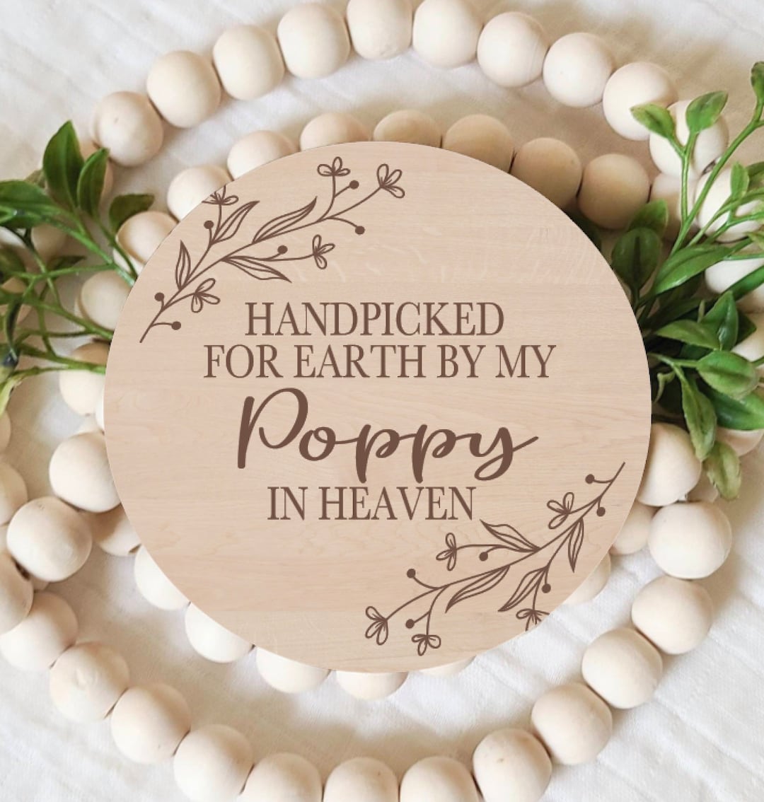 Handpicked for Earth by My Poppy in Heaven, Pregnancy Announcement Sign ...