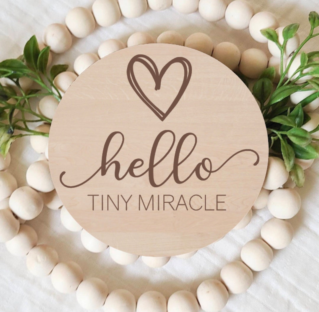 Hello Tiny Miracle, New Baby Announcement, Heart Birth Announcement ...