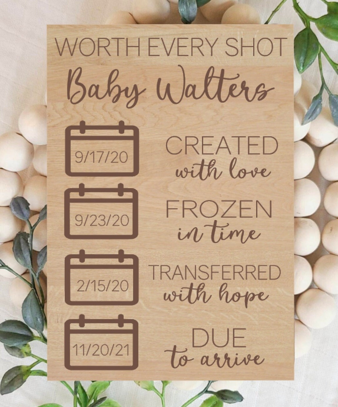 Worth Every Shot, IVF Milestone Sign, Personalized TTC Journey, Wood ...