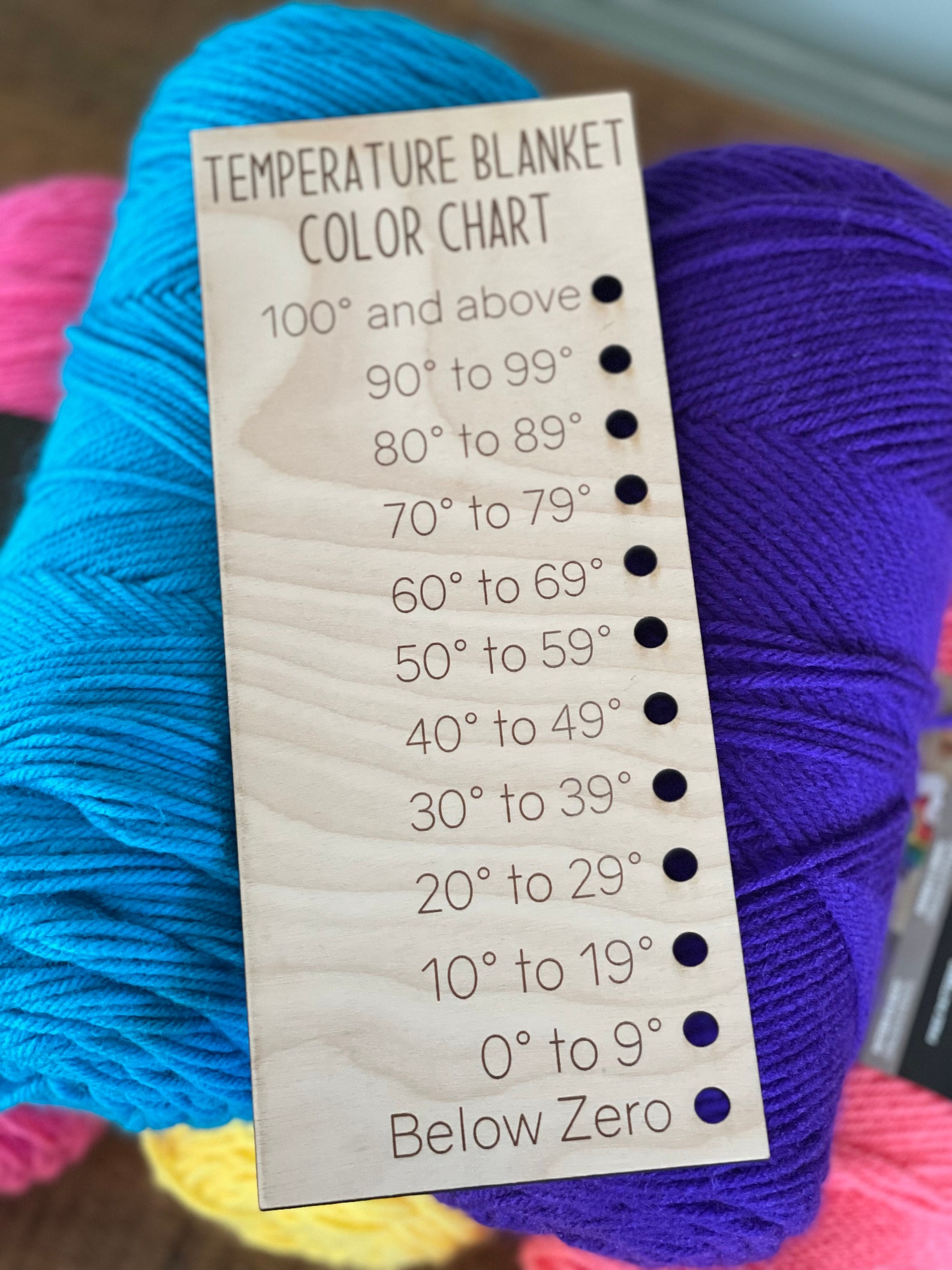 Temperature Blanket Color Chart Reusable Wood Card Crochet | Etsy