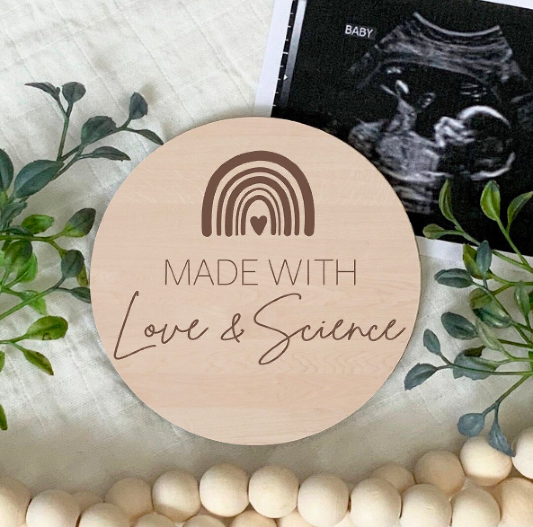 IVF Pregnancy Announcement Sign, Rainbow Baby, Made With Love and ...