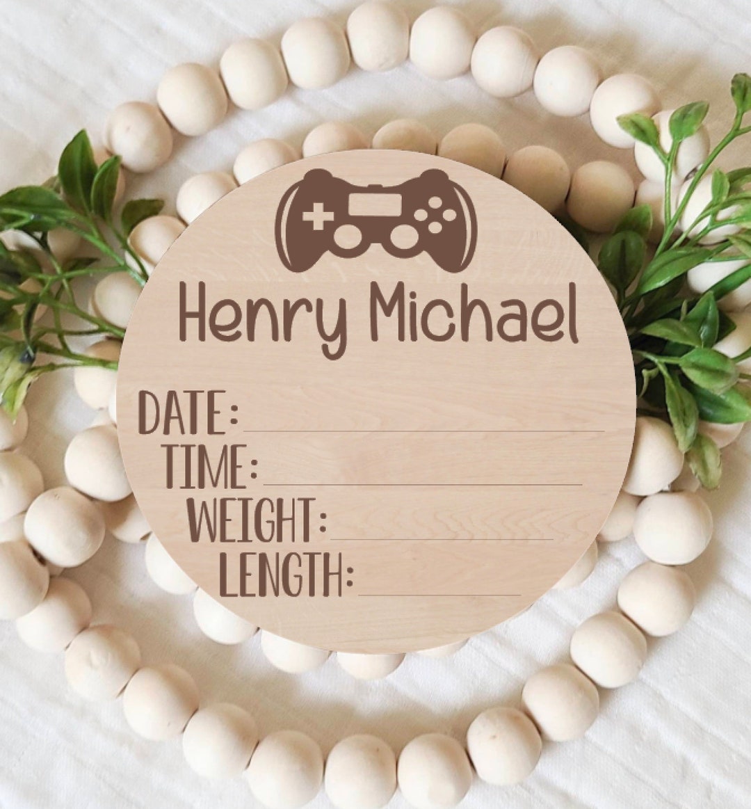 Video Game Birth Announcement Sign, Birth Stats, Laser Engraved Wood ...