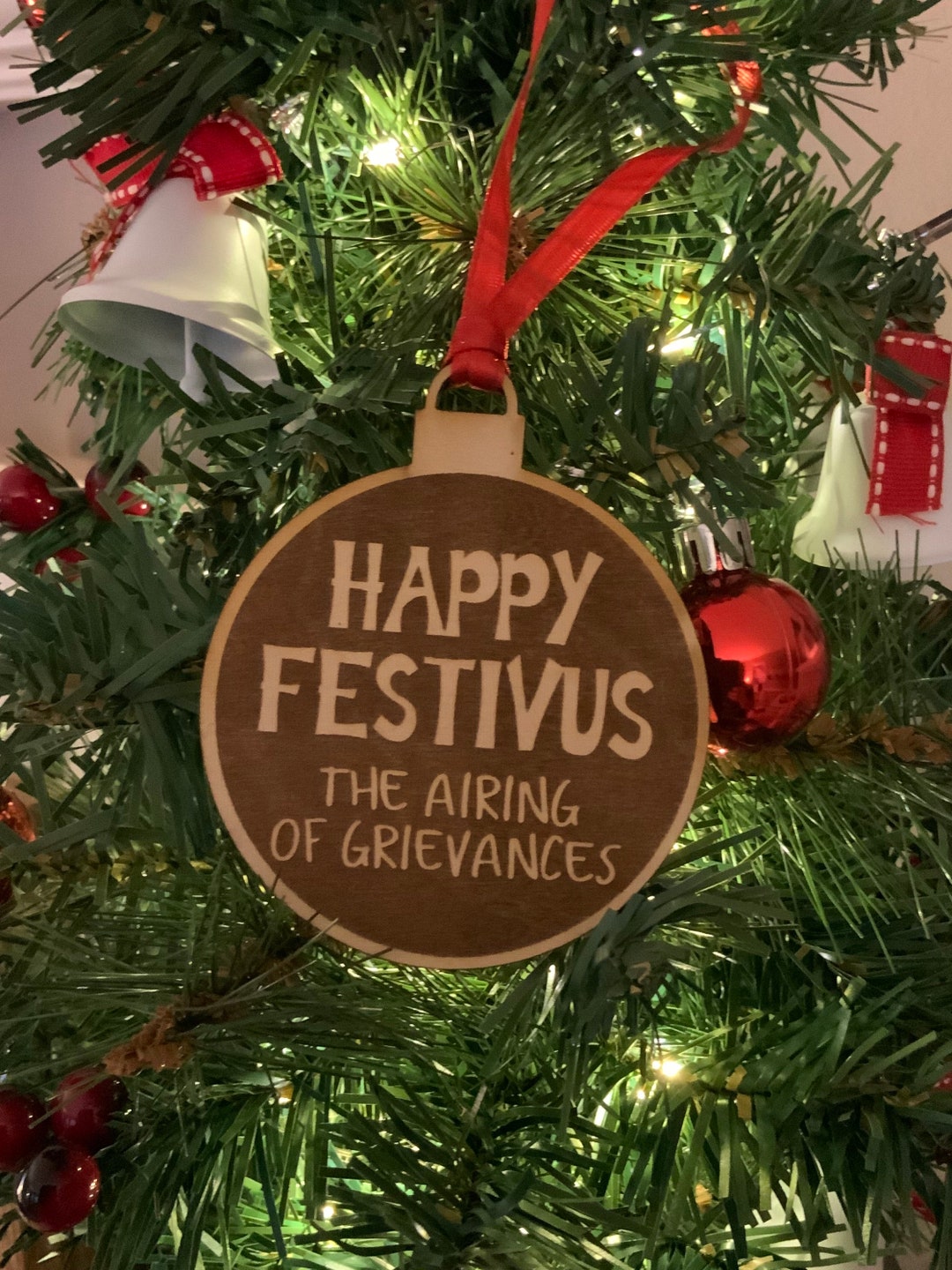 Happy Festivus, Laser Engraved Christmas Ornament, Funny T.V. Sitcom ...
