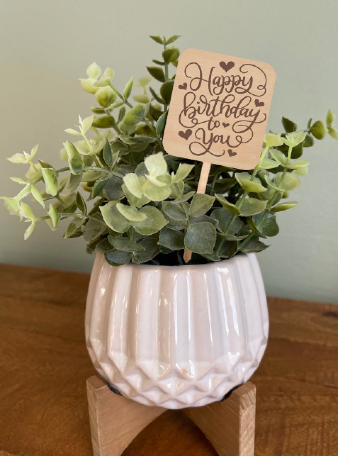 Happy Birthday Plant Marker, Engraved Plant Stake, Potted Plant Sign ...