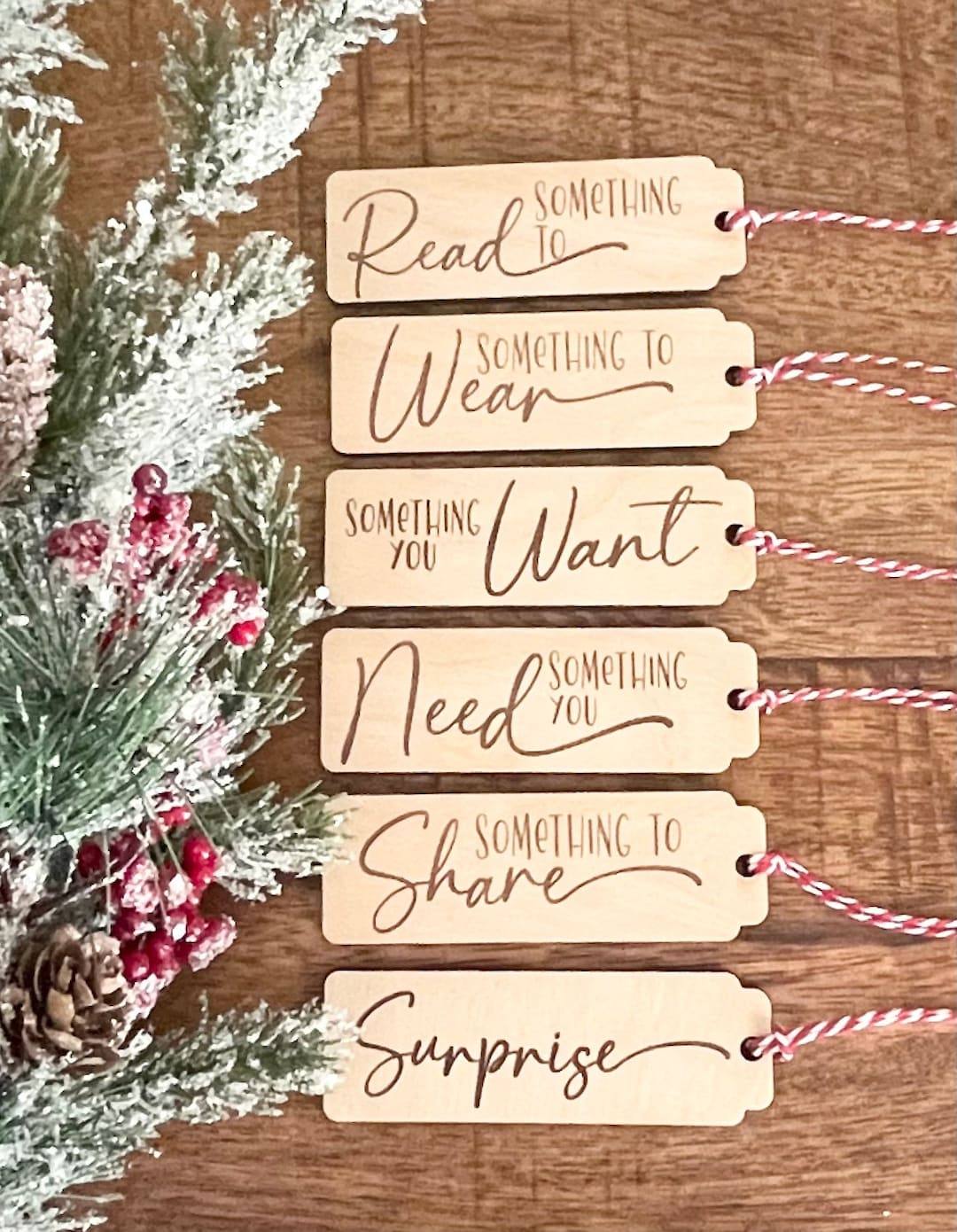 Reusable Wood Christmas Gift Tags, Something You Want, Something You ...