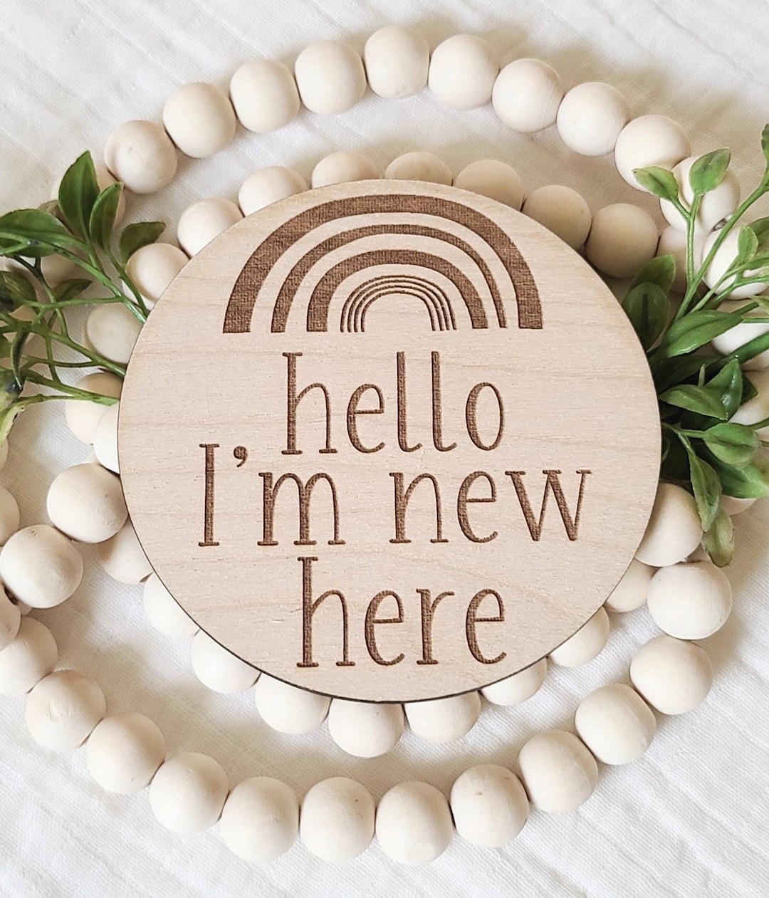 Rainbow Birth Announcement Sign, Hello Im New Here, New Baby, Newborn ...