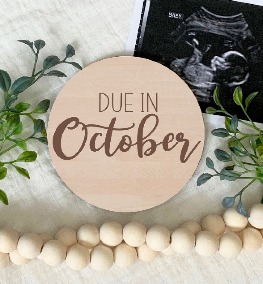 Pregnancy Announcement Sign, Due in October, Due Date, Birth Month, New ...