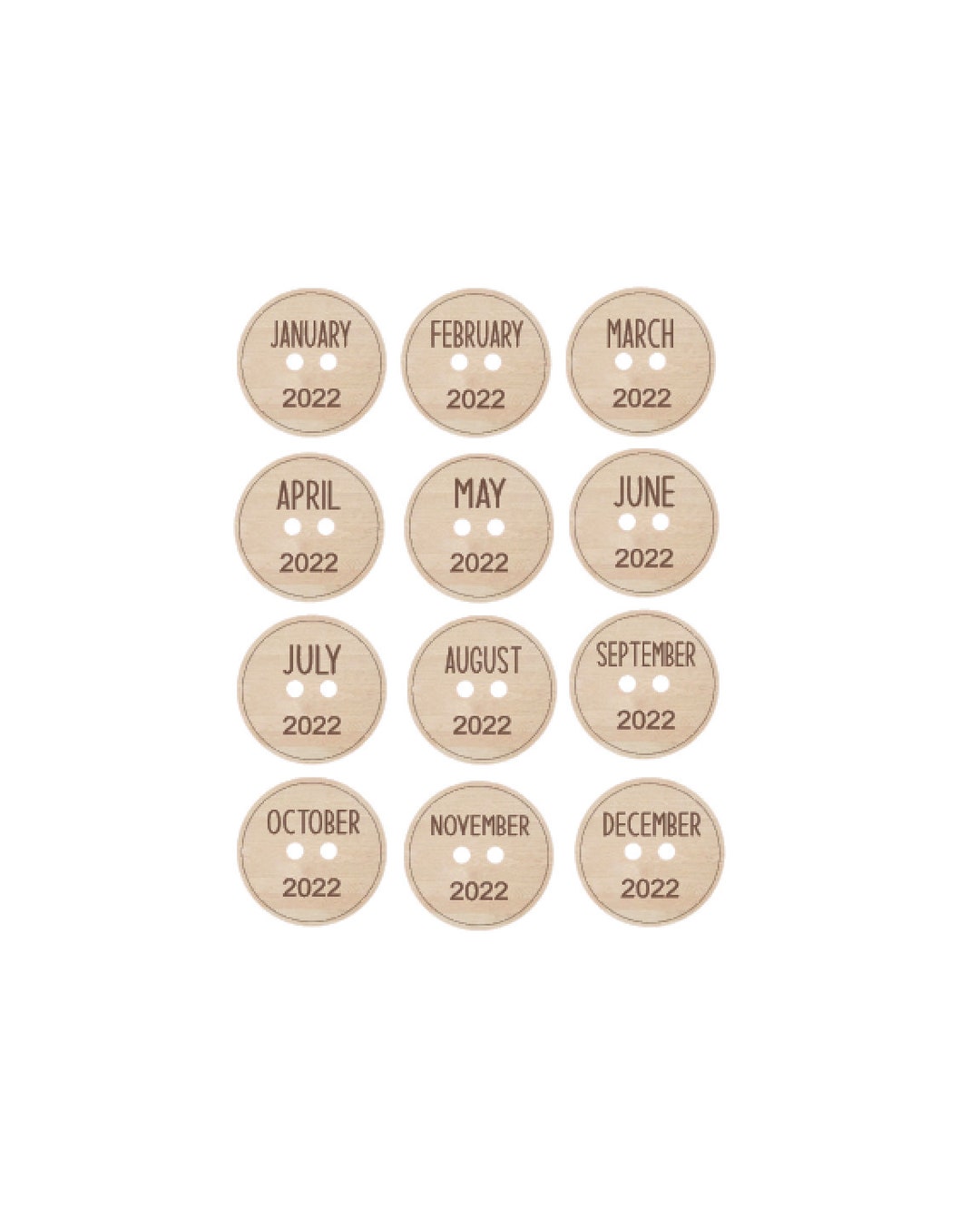 Temperature Blanket Buttons, Dated Monthly Button Set, Engraved Wood ...
