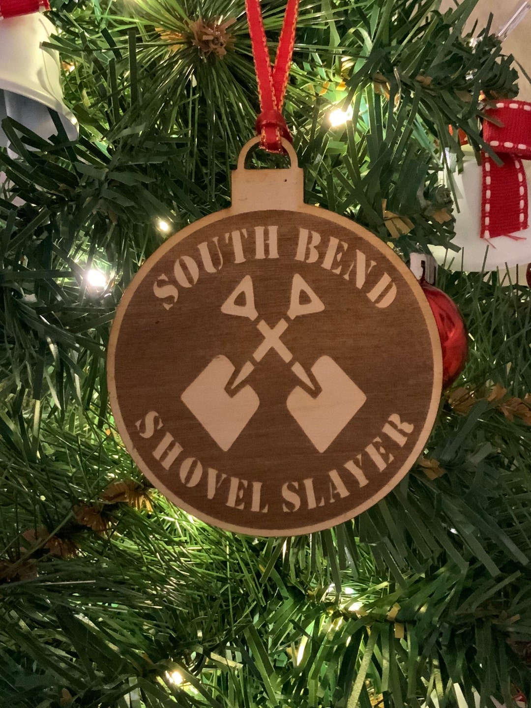 Laser Engraved Round Wood Christmas Ornament Home Alone South Bend ...