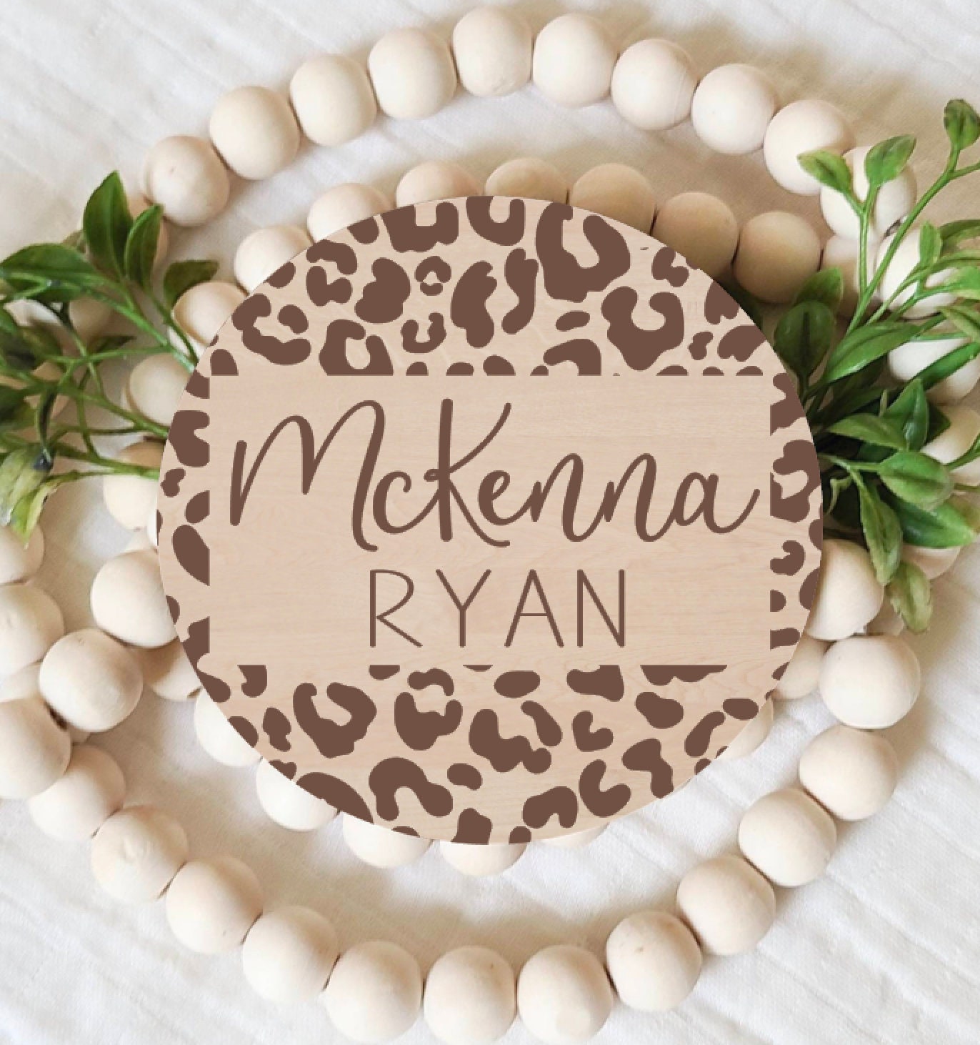 Leopard Print Baby Name Sign Wooden Birth Announcement Laser | Etsy