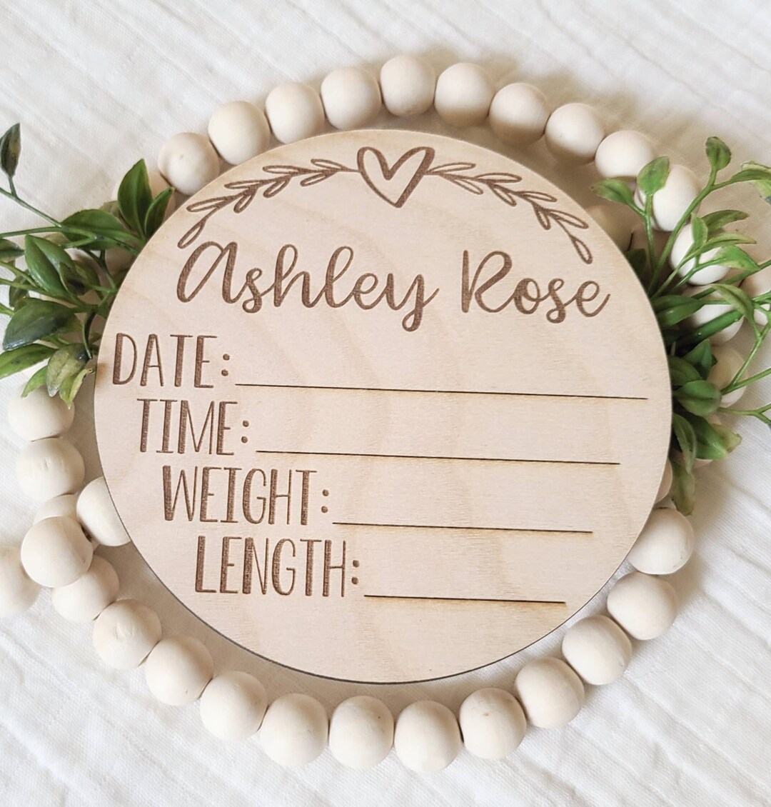 Personalized Birth Stats Sign, Birth Announcement Plaque, Engraved Wood ...