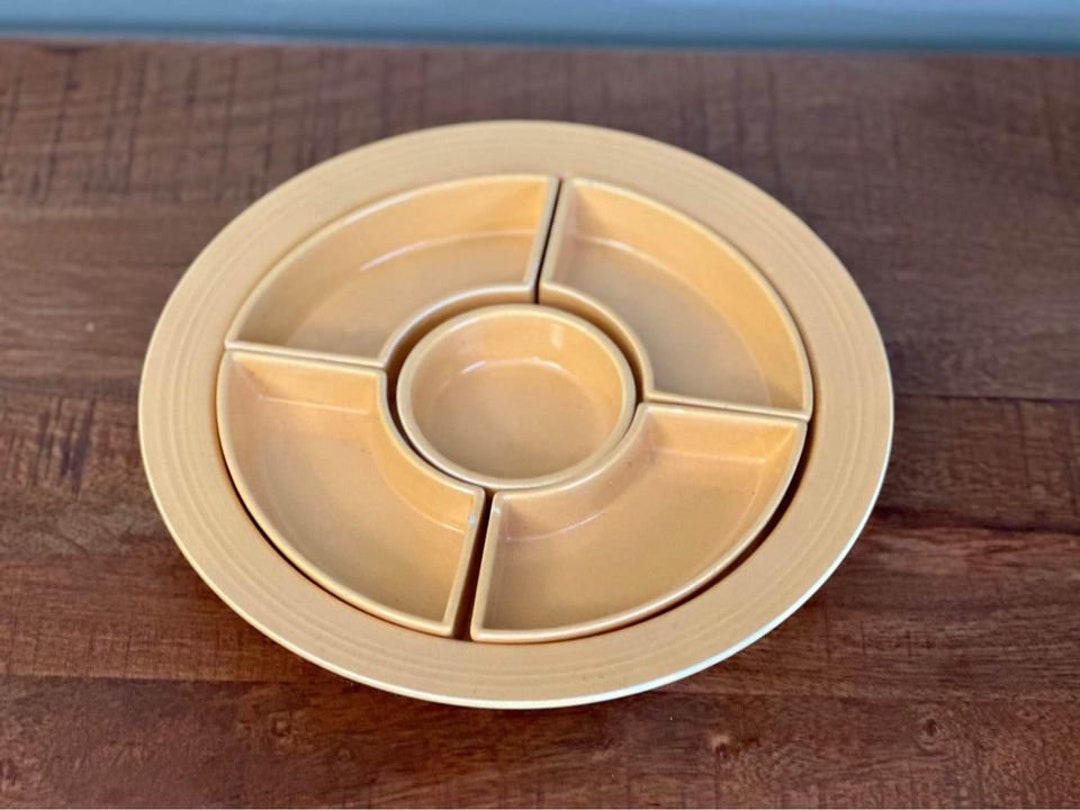 Vintage Fiesta Relish Tray, Vintage Fiestaware, Yellow Relish Tray ...