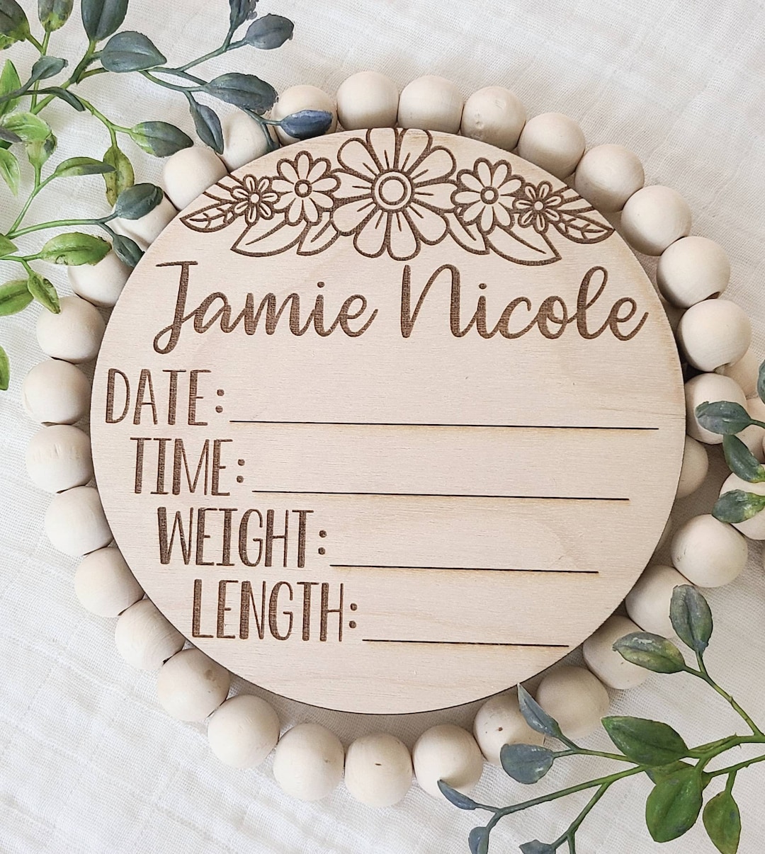 Birth Stat Announcement Sign, Birth Stats, Laser Engraved Wood, Newborn ...