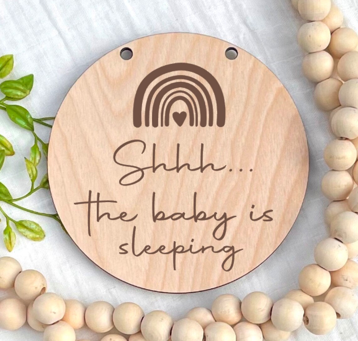 The Baby is Sleeping Sign, Nursery Door Hanger, Shhh... Baby Sleeping ...