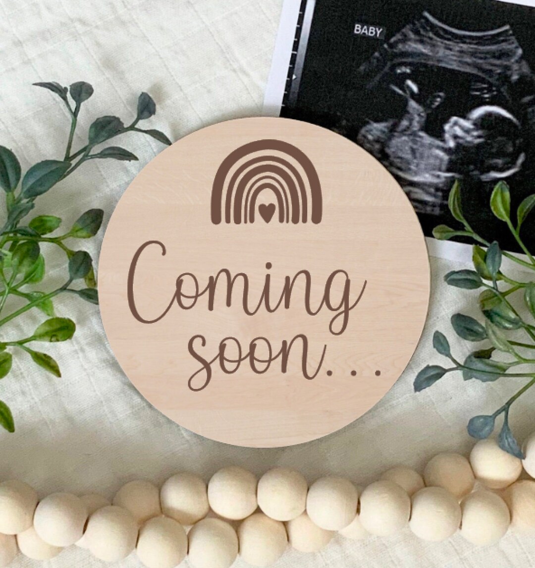 Rainbow Pregnancy Announcement Sign, Coming Soon, Maternity Photo Prop ...