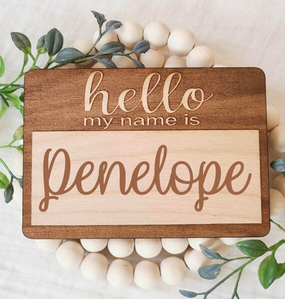 Birth Announcement Sign Hello My Name Is Laser Engraved Wood | Etsy