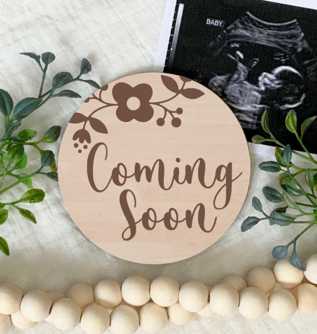 Pregnancy Announcement Sign, Coming Soon, Floral, Maternity Photo Prop ...