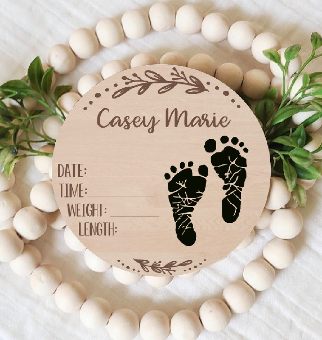 Baby Foot Print Sign, Personalized Birth Stat Sign, Foot Print Ready ...