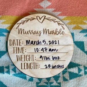 Personalized Birth Stats Sign, Birth Announcement Plaque, Engraved Wood ...