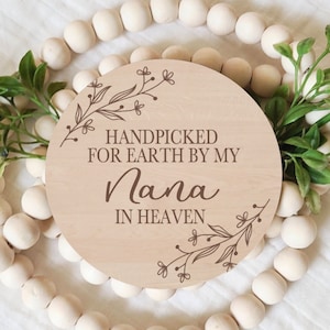 Handpicked for Earth by My Nana in Heaven, Pregnancy Announcement Sign ...