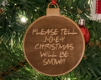 Laser Engraved Round Wood Christmas Ornament Friends Pivot | Etsy