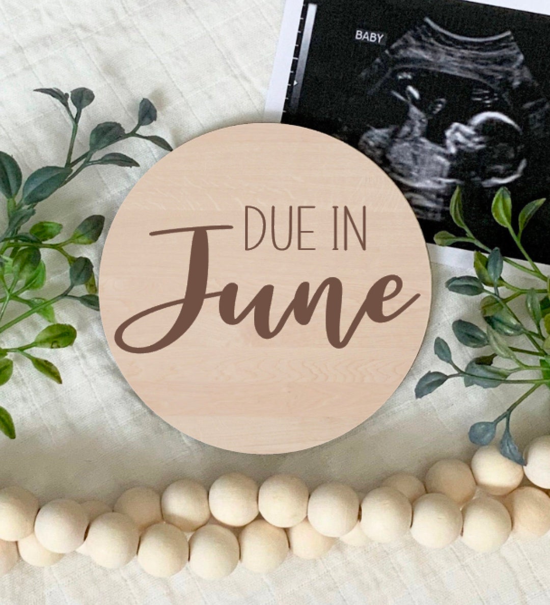 Pregnancy Announcement Sign, Due in June, Due Date, Birth Month, New ...