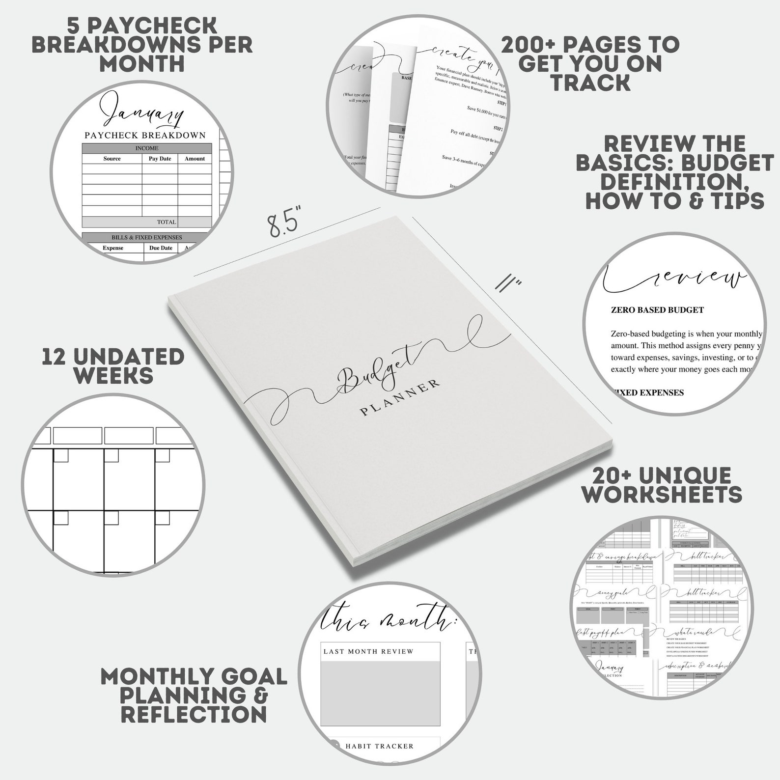 Monthly Budget Planner Printable PDF: the Minimalist Undated Monthly ...