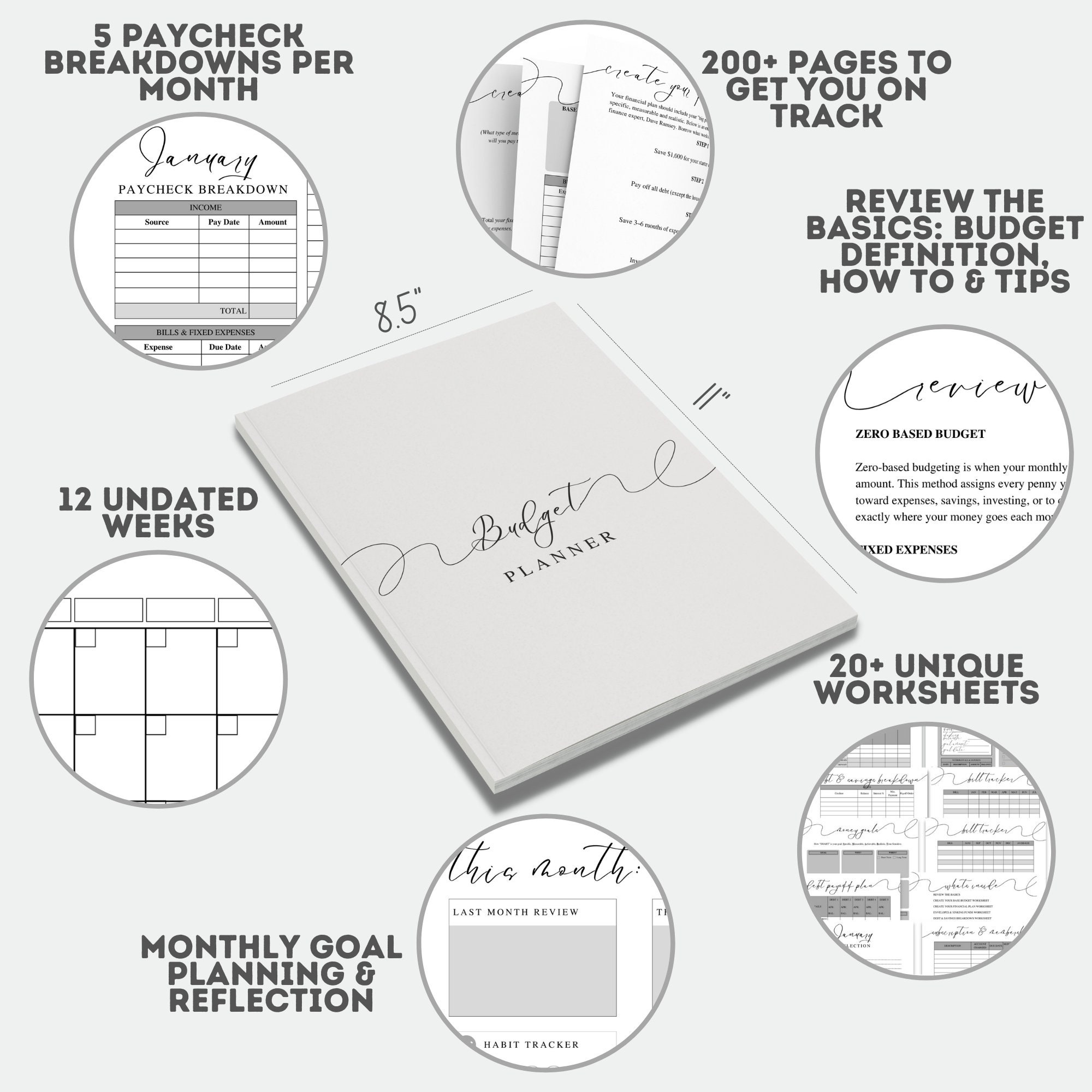 Monthly Budget Planner Printable PDF: the Minimalist Undated Monthly ...