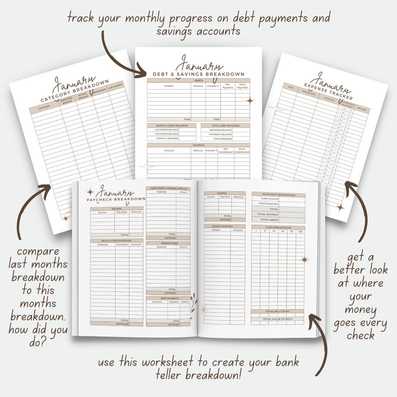 Monthly Budget Planner Printable PDF: Neutral Aesthetic Undated Monthly ...