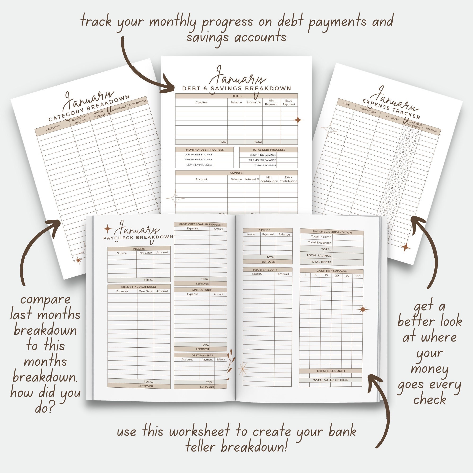 Monthly Budget Planner Printable PDF: Neutral Aesthetic Undated Monthly ...
