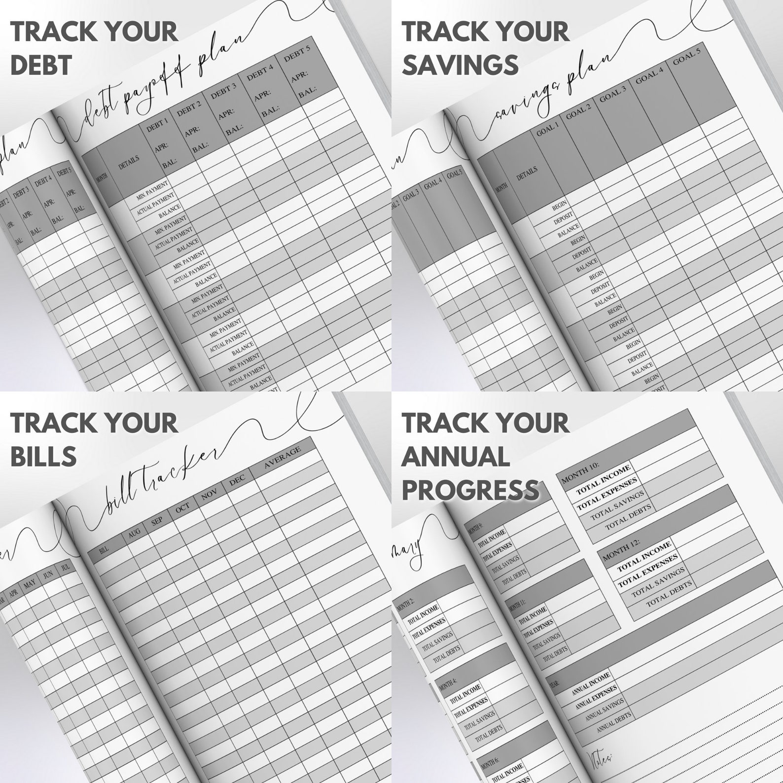 Monthly Budget Planner Printable PDF: the Minimalist Undated - Etsy