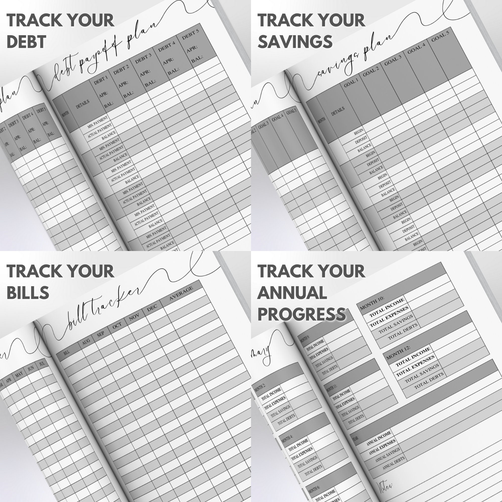 Monthly Budget Planner Printable PDF: the Minimalist Undated Monthly ...
