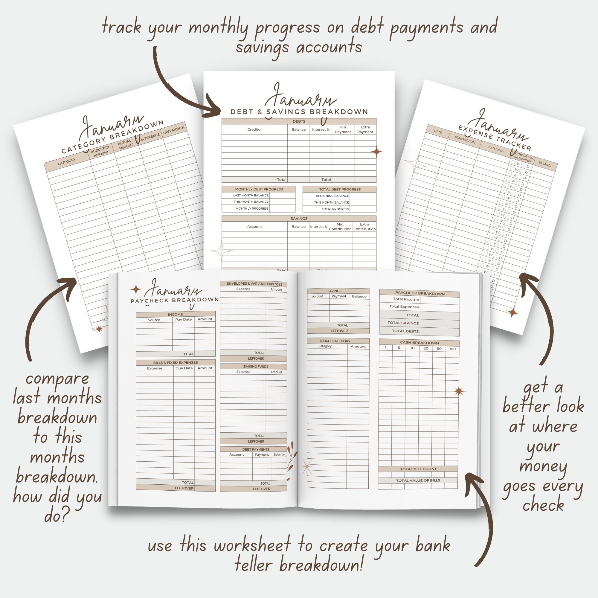 Monthly Budget Planner Printable PDF: Neutral Aesthetic Undated Monthly ...