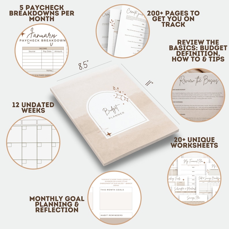 Monthly Budget Planner Printable PDF: Neutral Aesthetic Undated Monthly ...