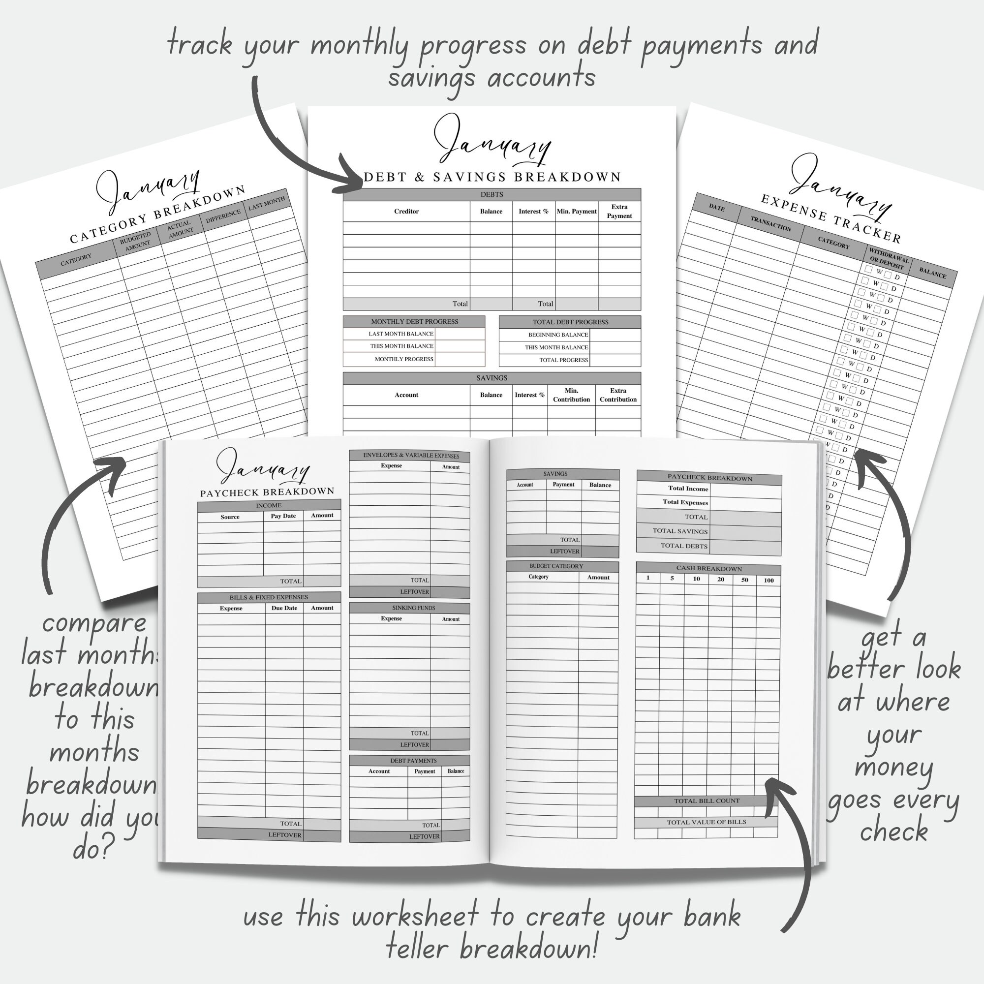 Monthly Budget Planner Printable PDF: the Minimalist Undated Monthly ...