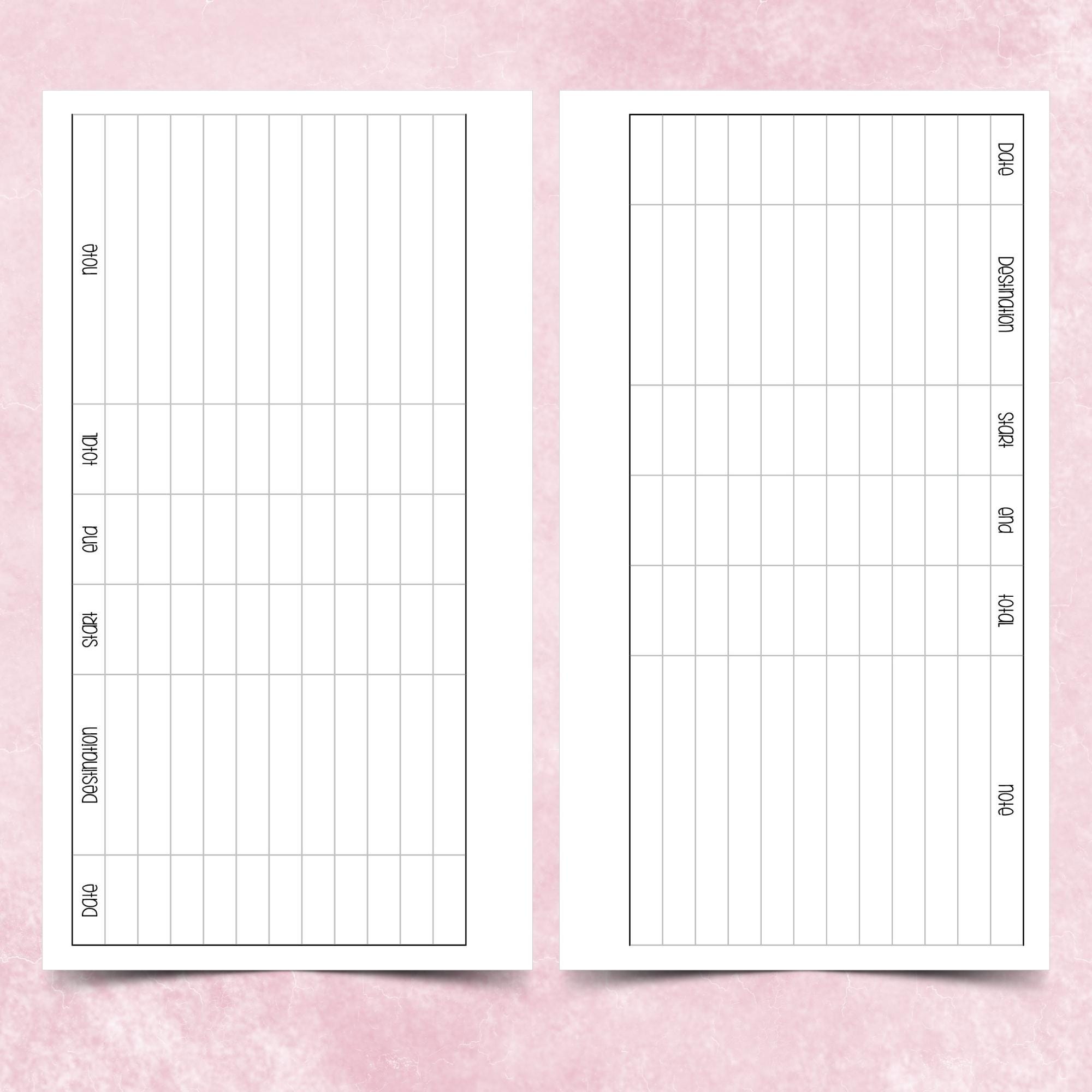 Personal Size Mileage Tracker | Printable Car Log Insert | Vehicle ...