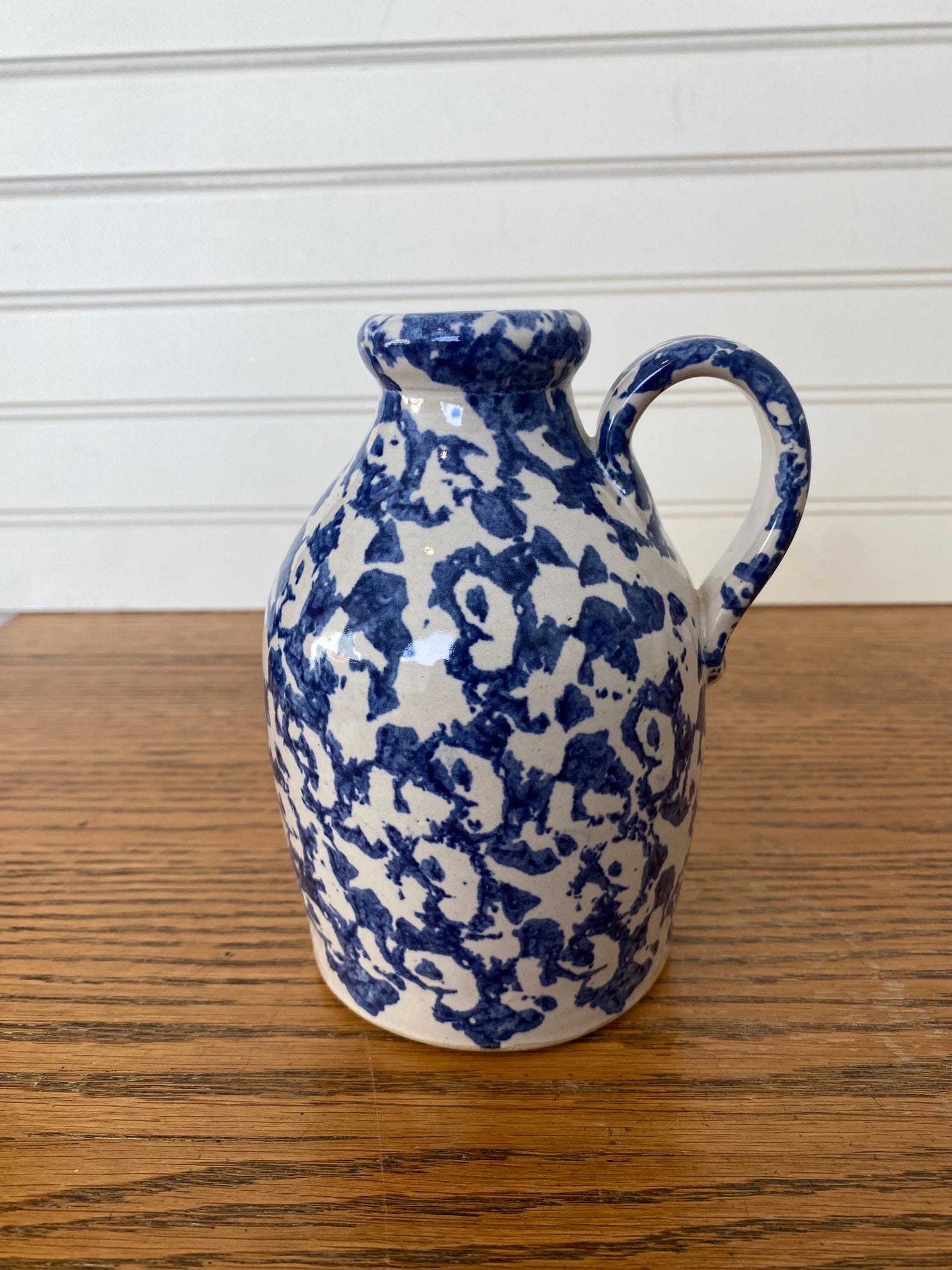 Vintage Conner Prairie Blue Spongeware Pottery Jug With Handle - Etsy