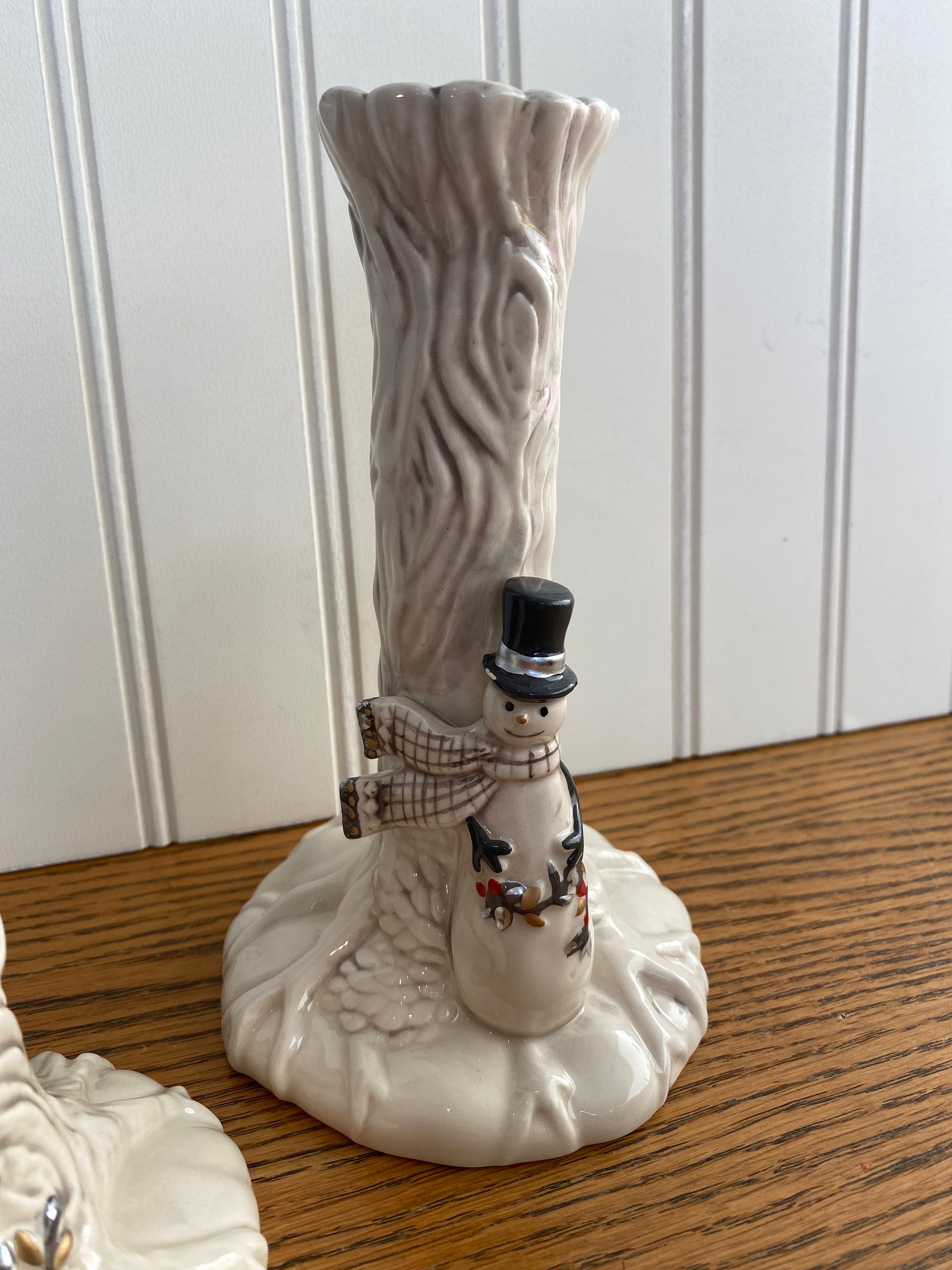 Vintage Fitz and Floyd wintery Woods Snowman Candlesticks - Etsy