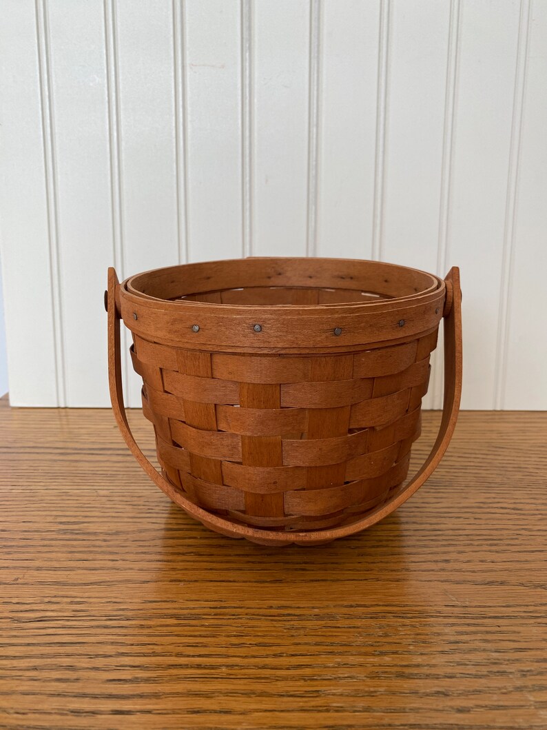 1990 Round Longaberger Basket With Swing Handle - Etsy