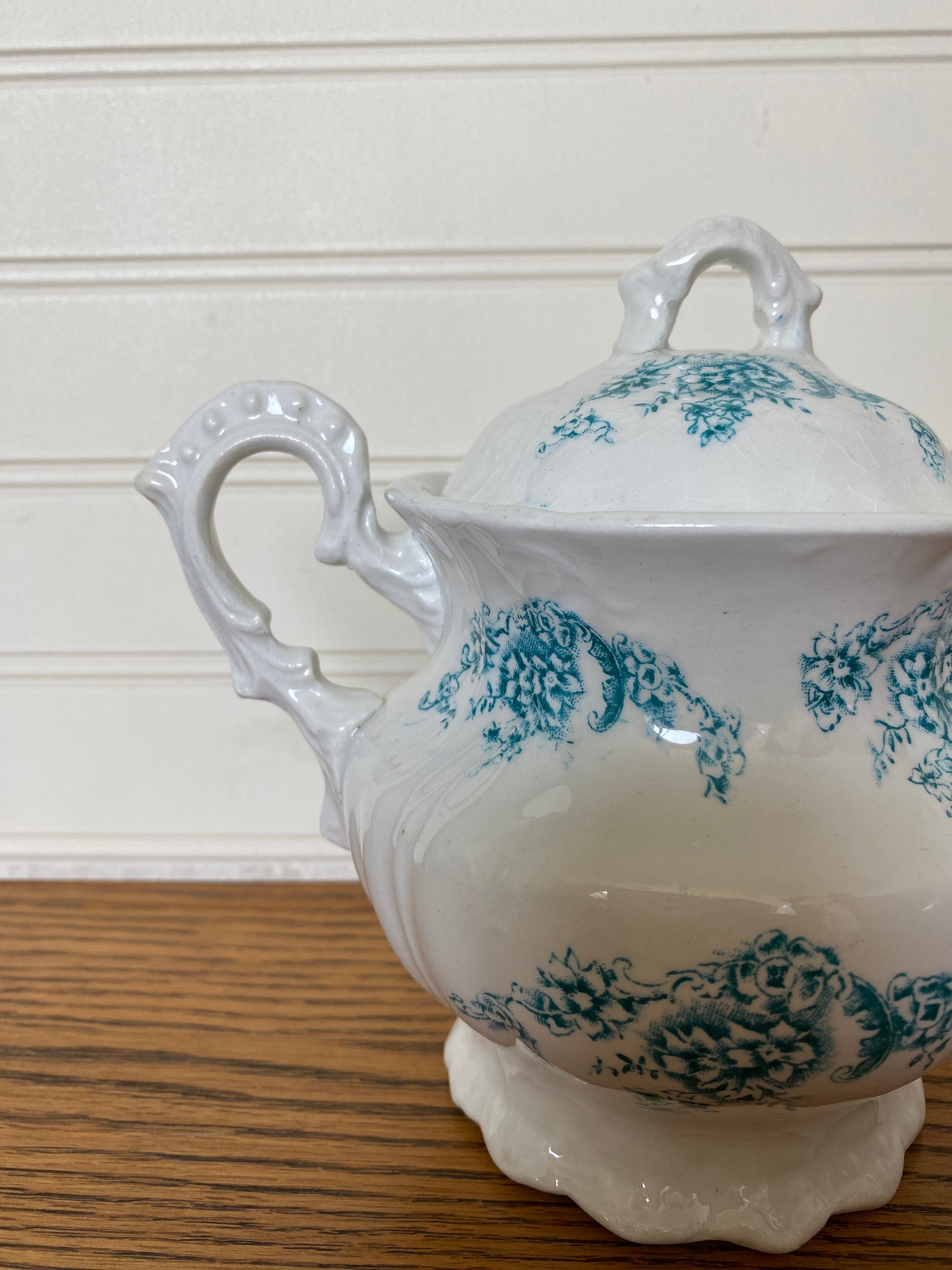 Crown Pottery Co. Ironstone Sugar Bowl/biscuit Jar With Handles - Etsy
