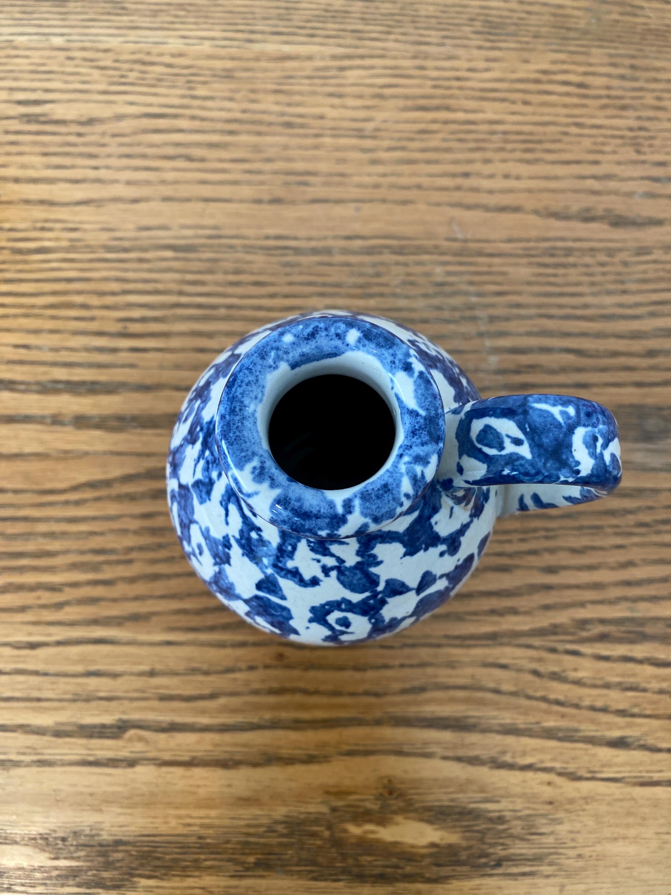 Vintage Conner Prairie Blue Spongeware Pottery Jug With Handle - Etsy