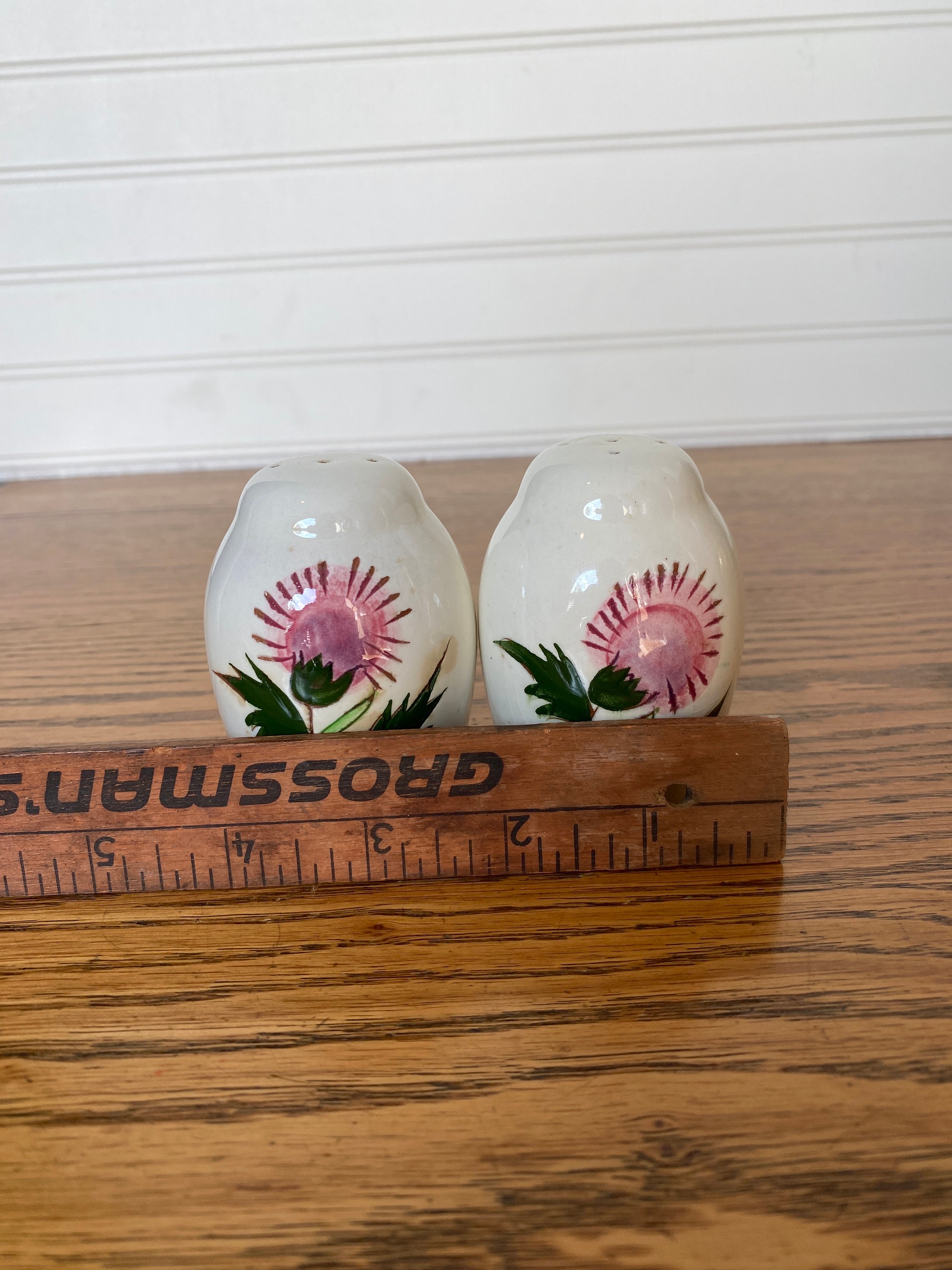 Vintage Stangl Pottery Hand Painted thistle Pair of Salt and Pepper ...