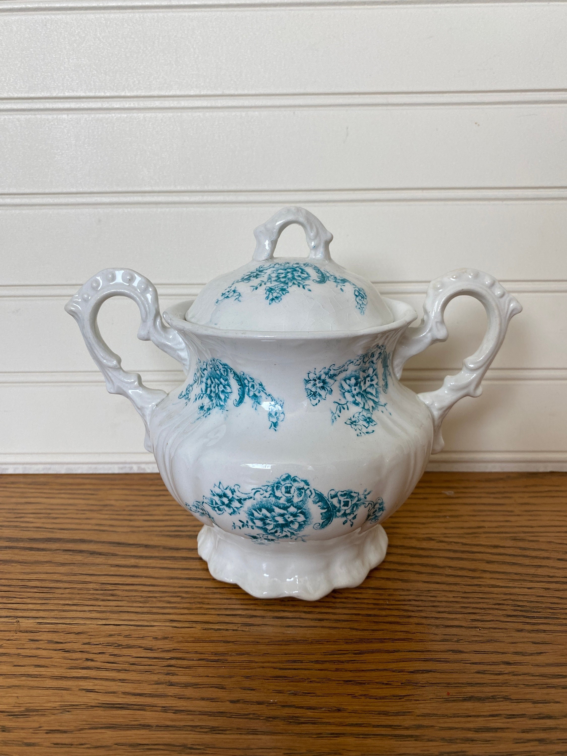 Crown Pottery Co. Ironstone Sugar Bowl/biscuit Jar With Handles - Etsy