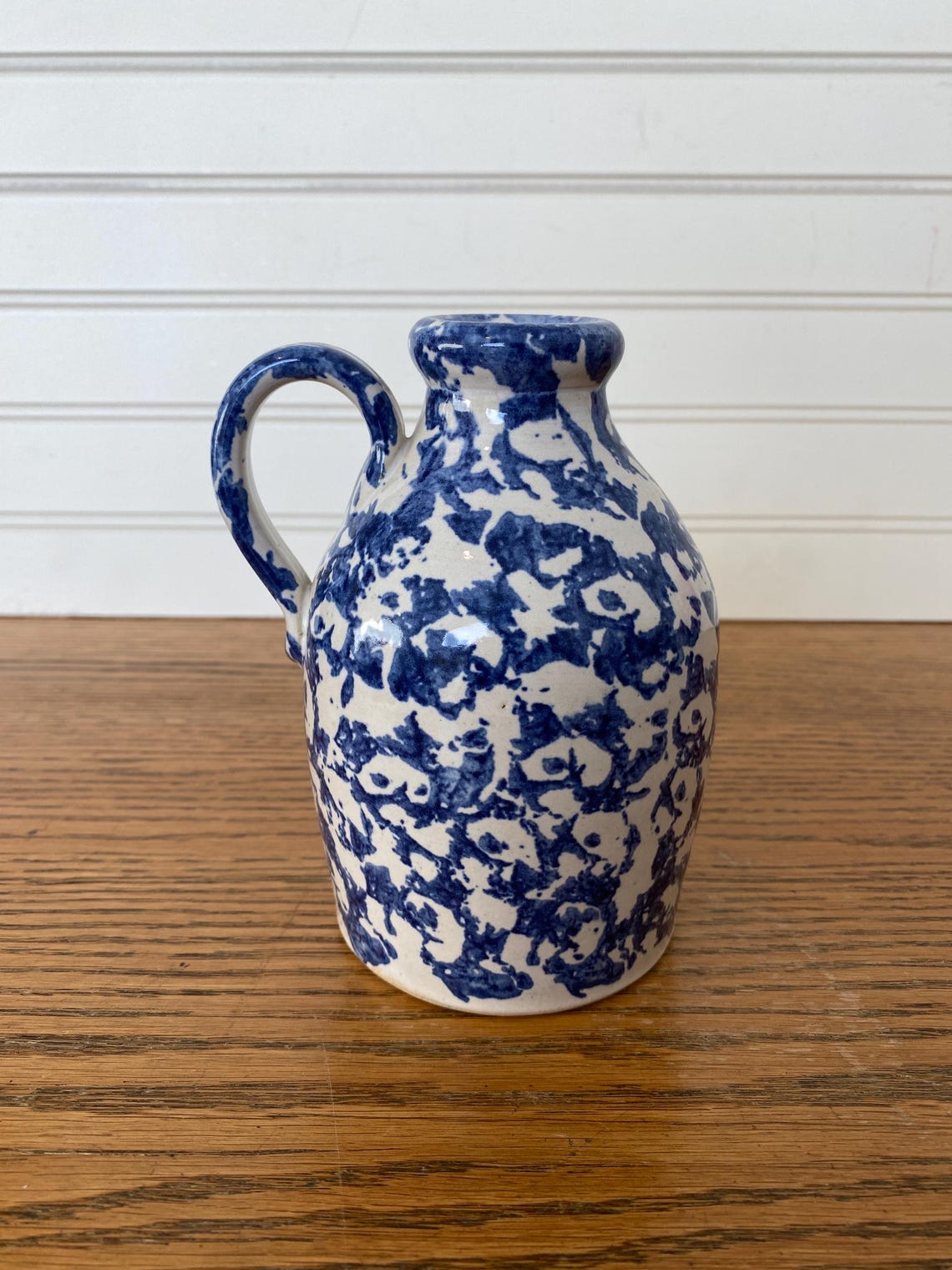 Vintage Conner Prairie Blue Spongeware Pottery Jug With Handle - Etsy