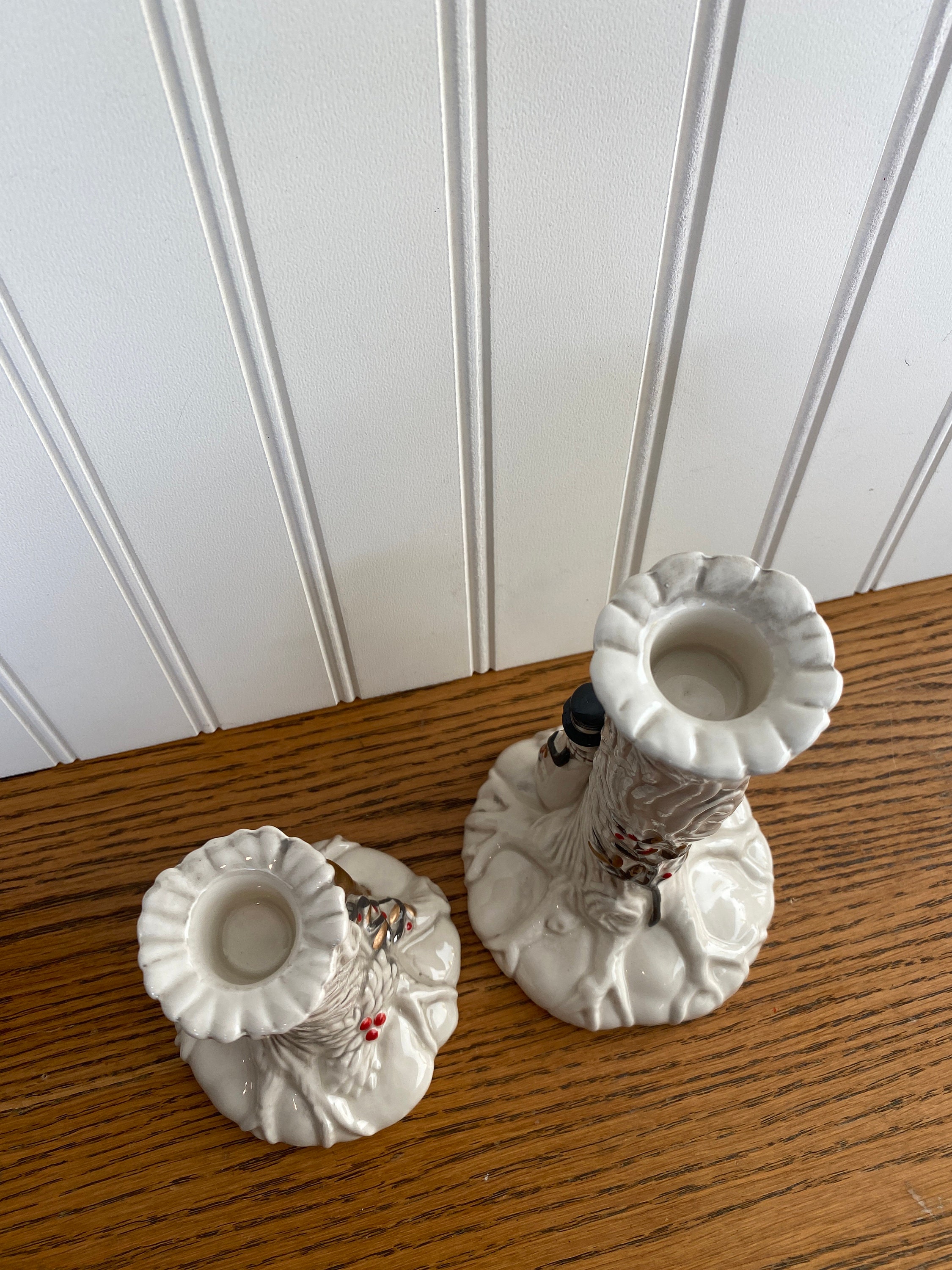 Vintage Fitz and Floyd wintery Woods Snowman Candlesticks - Etsy