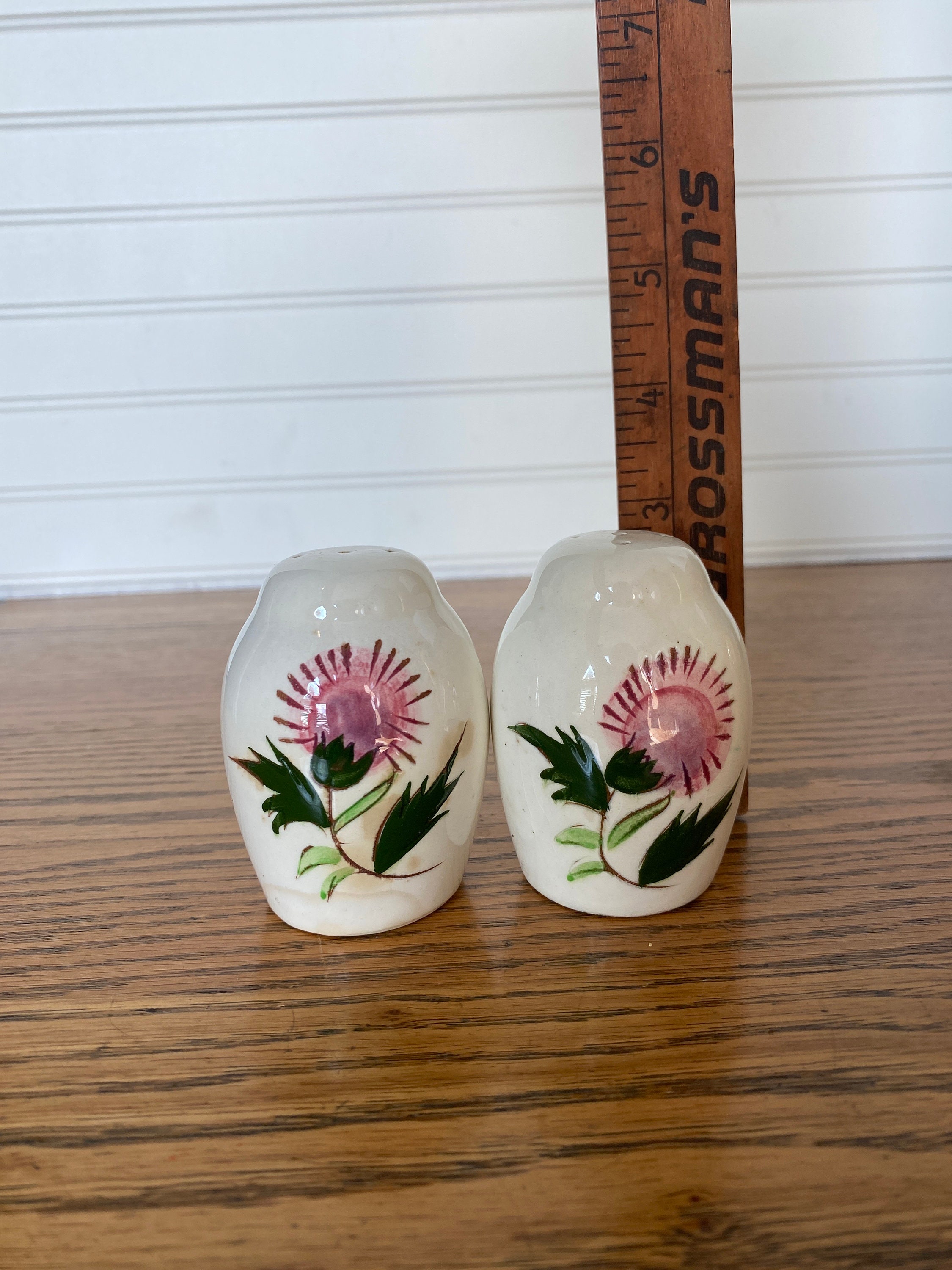 Vintage Stangl Pottery Hand Painted thistle Pair of Salt and Pepper ...