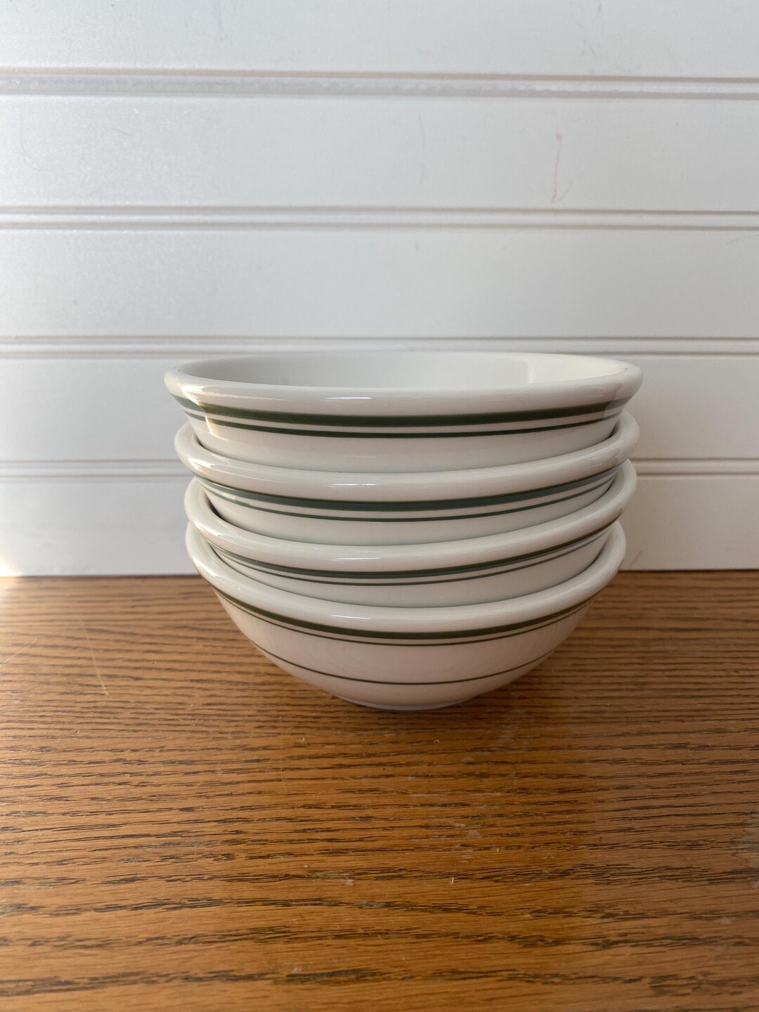 Tuxton Restaurant Ware Bowls Cream With Green Stripes Set of 4 - Etsy
