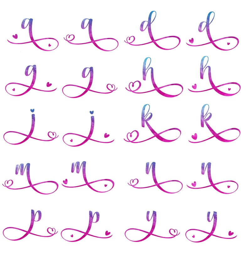Ombre Alphabet Clip Art, Blue Pink Foil Alphabet, Digital Clipart ...
